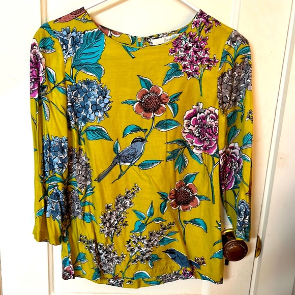 Boden | Tops | Boden Bird Hydrangea Floral Print Silk Eliza Top | Poshmark
